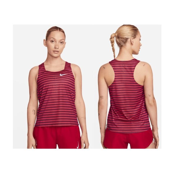 Nike | Tops | New Nike Tank Top Large Red Striped Running Singlet ...